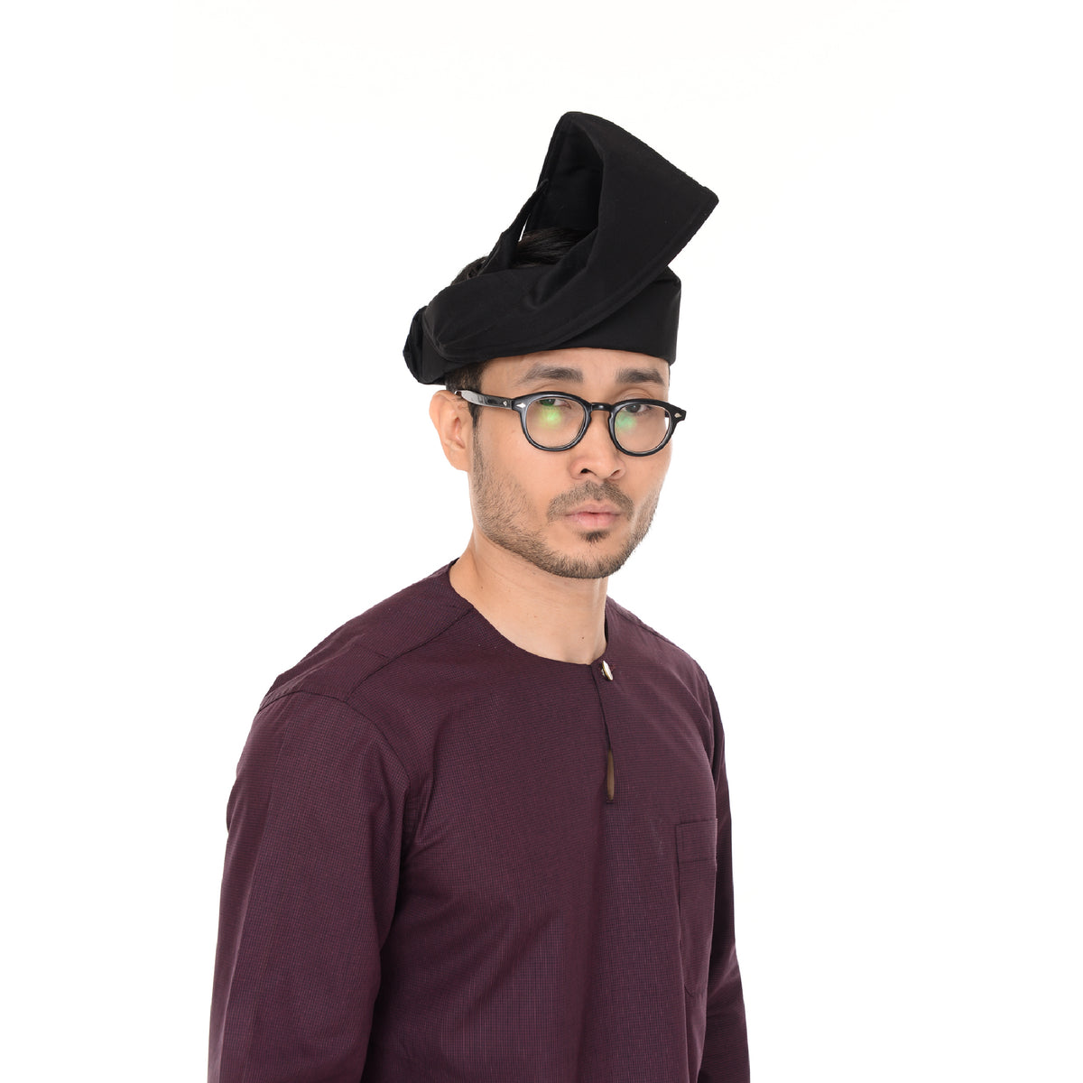 Setanjak | Tengkolok | Destar | Traditional Malay Head Gear Plain Blac ...