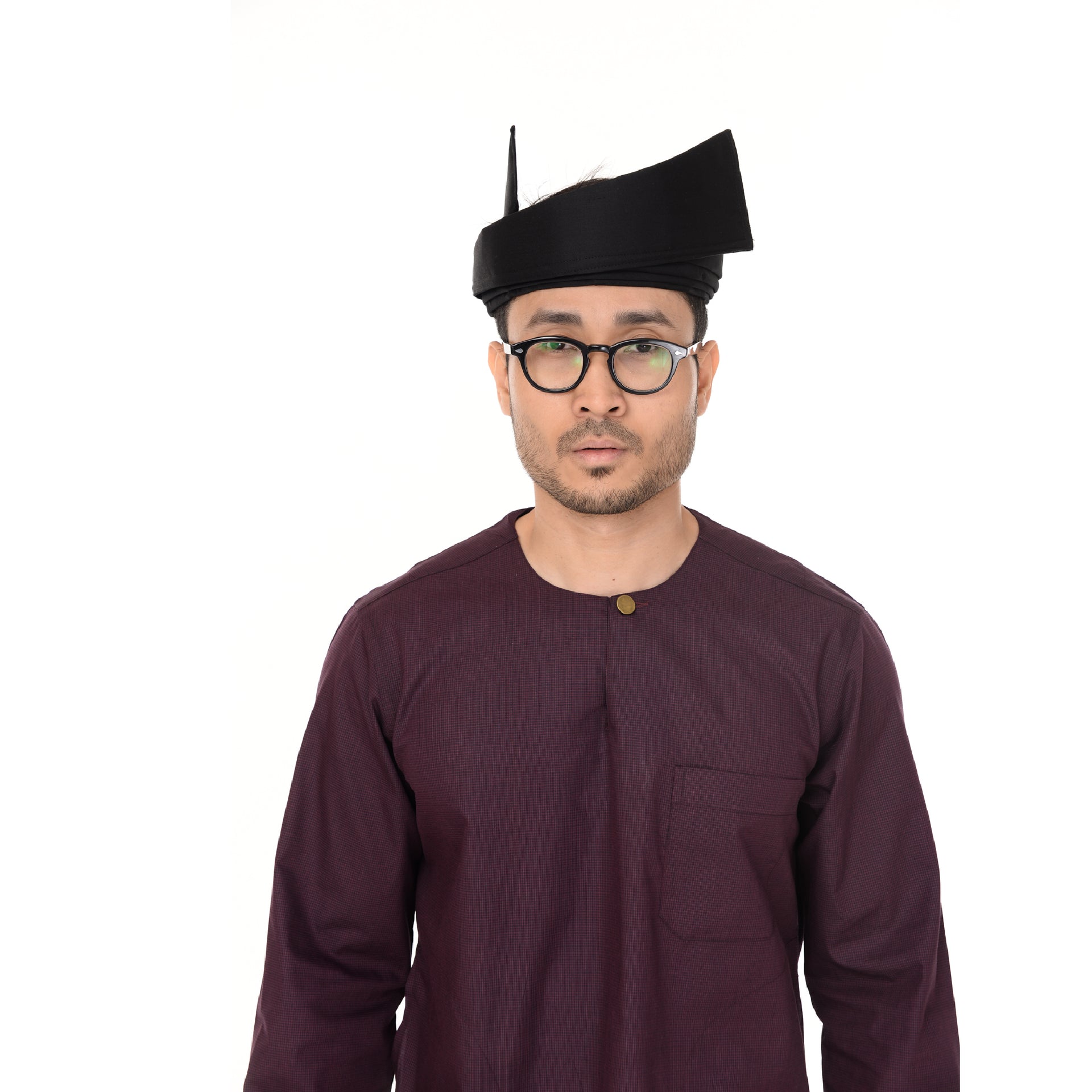 Setanjak | Tengkolok | Destar | Traditional Malay Head Gear Plain Blac ...