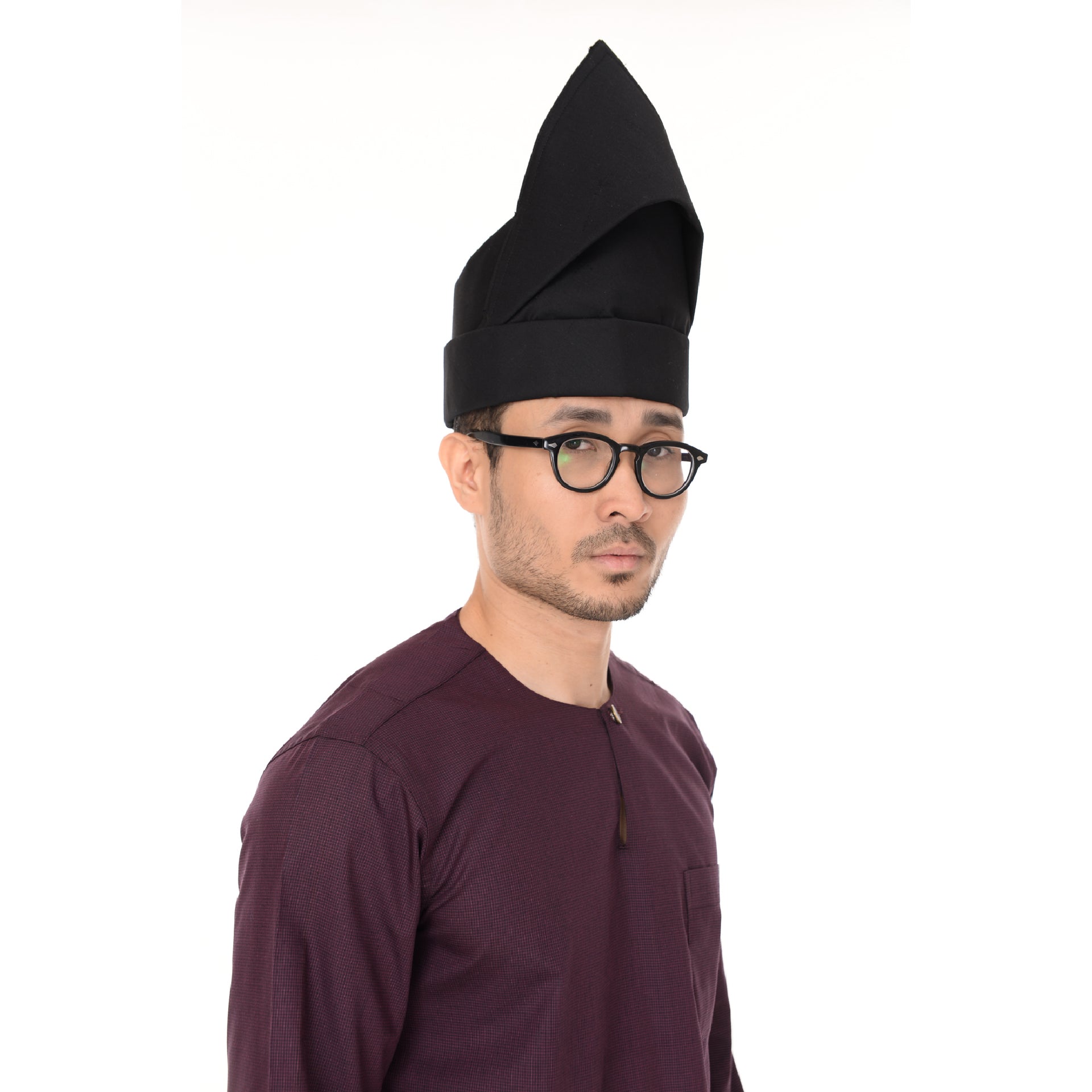 Setanjak | Tengkolok | Destar | Traditional Malay Head Gear Plain Blac ...