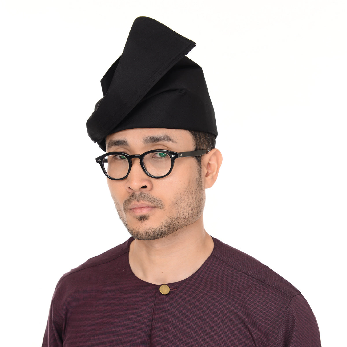 Setanjak | Tengkolok | Destar | Traditional Malay Head Gear Plain Blac ...